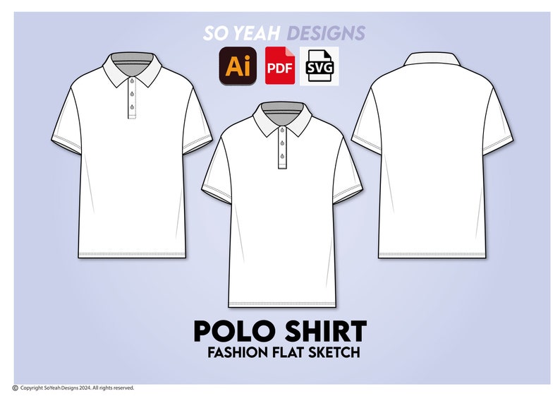 Streetwear Vector Polo Shirt Mock Up, Technical Drawing Tech Pack ...