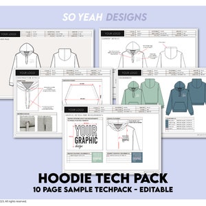 Hoodie Tech Pack Template Editable Sample 10 Page Garment Tech Pack ...