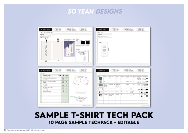 Sample Tshirt Tech Pack Mock up Template With Bonus Blank Template for ...