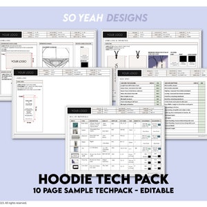 Hoodie Tech Pack Template Editable Sample | 10 Page | Garment Tech Pack ...