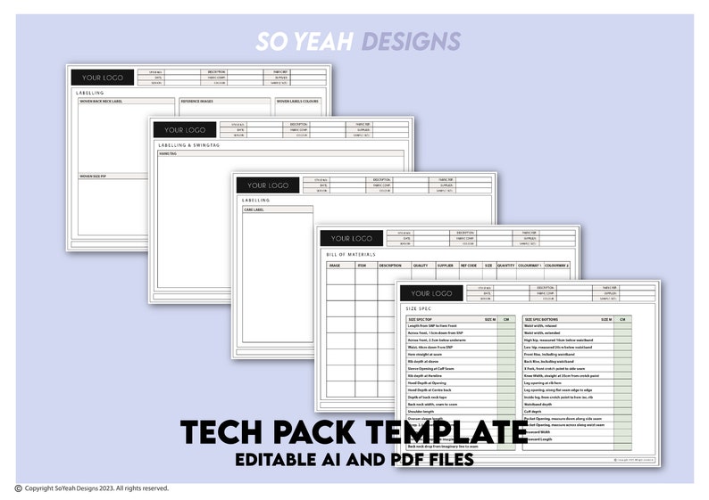 Fashion Apparel Tech Pack Template | 10 Page | Free Sample Hoodie Tech ...