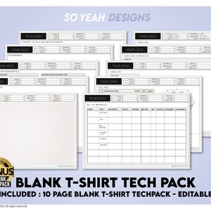 Sample Tshirt Tech Pack Mock up Template With Bonus Blank Template for ...