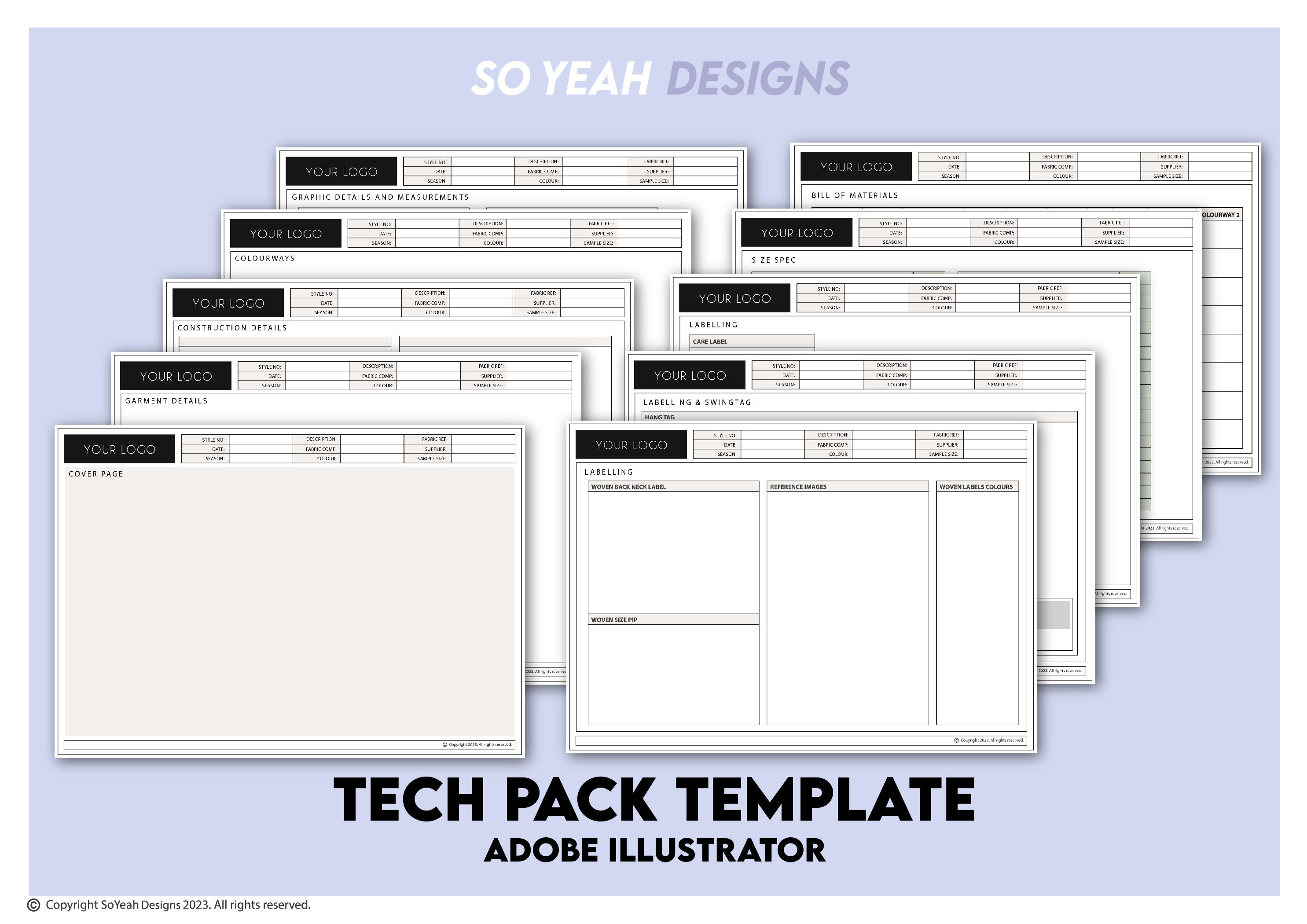 Fashion Apparel Tech Pack Template | 10 Page | Free Sample Hoodie Tech ...