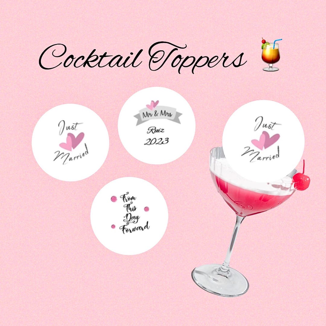 Cocktail Toppers , Edible Wedding Cocktail Toppers - Etsy