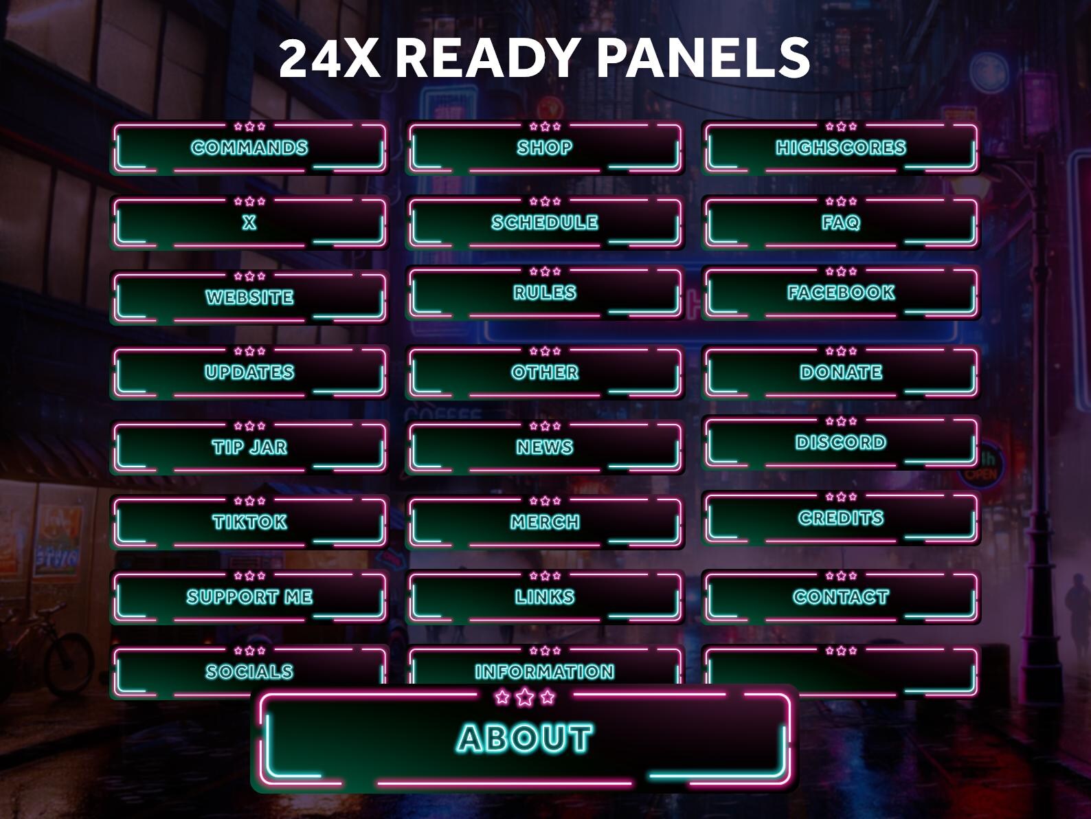 Futuristic Neon City Animated Streaming Pack | Twitch Overlay | Stream ...
