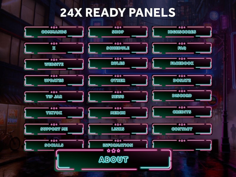 Futuristic Neon City Animated Streaming Pack | Twitch Overlay | Stream ...