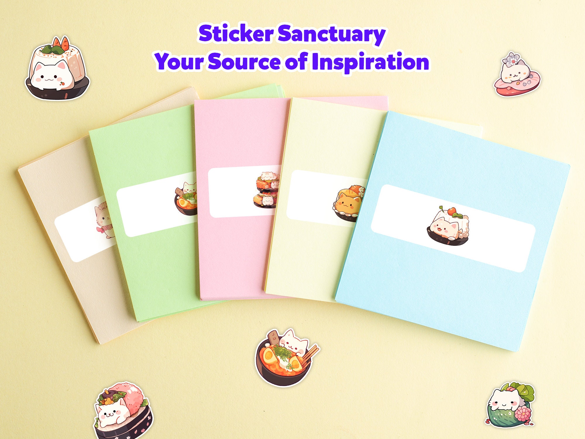 Cute Kawaii Stickers Japanese Food Cute Cats PNG - Etsy
