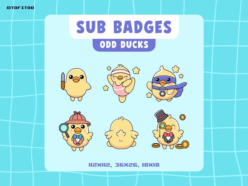 Odd Ducks Sub Badges, Ballerina Duck, Twerk Duck, Detective Duck, Rich ...