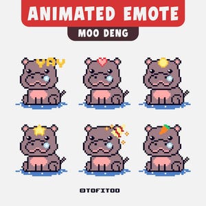 Moo Deng Sub Twitch Alert Bundle | Cute Hippo Pixel Alert | Custom ...