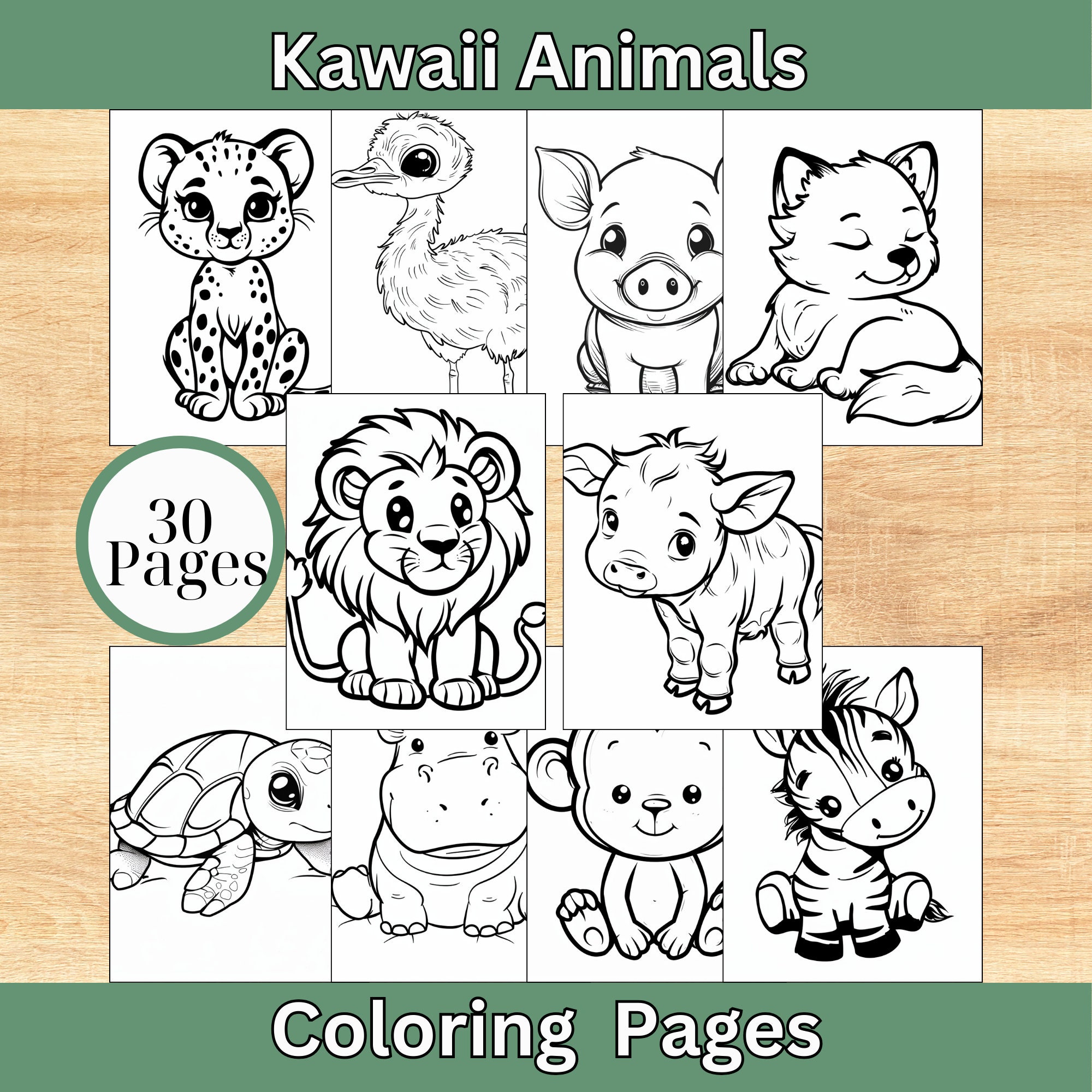 Printable Kawaii Animals Coloring Pages, 30 Printable Cute Animals ...