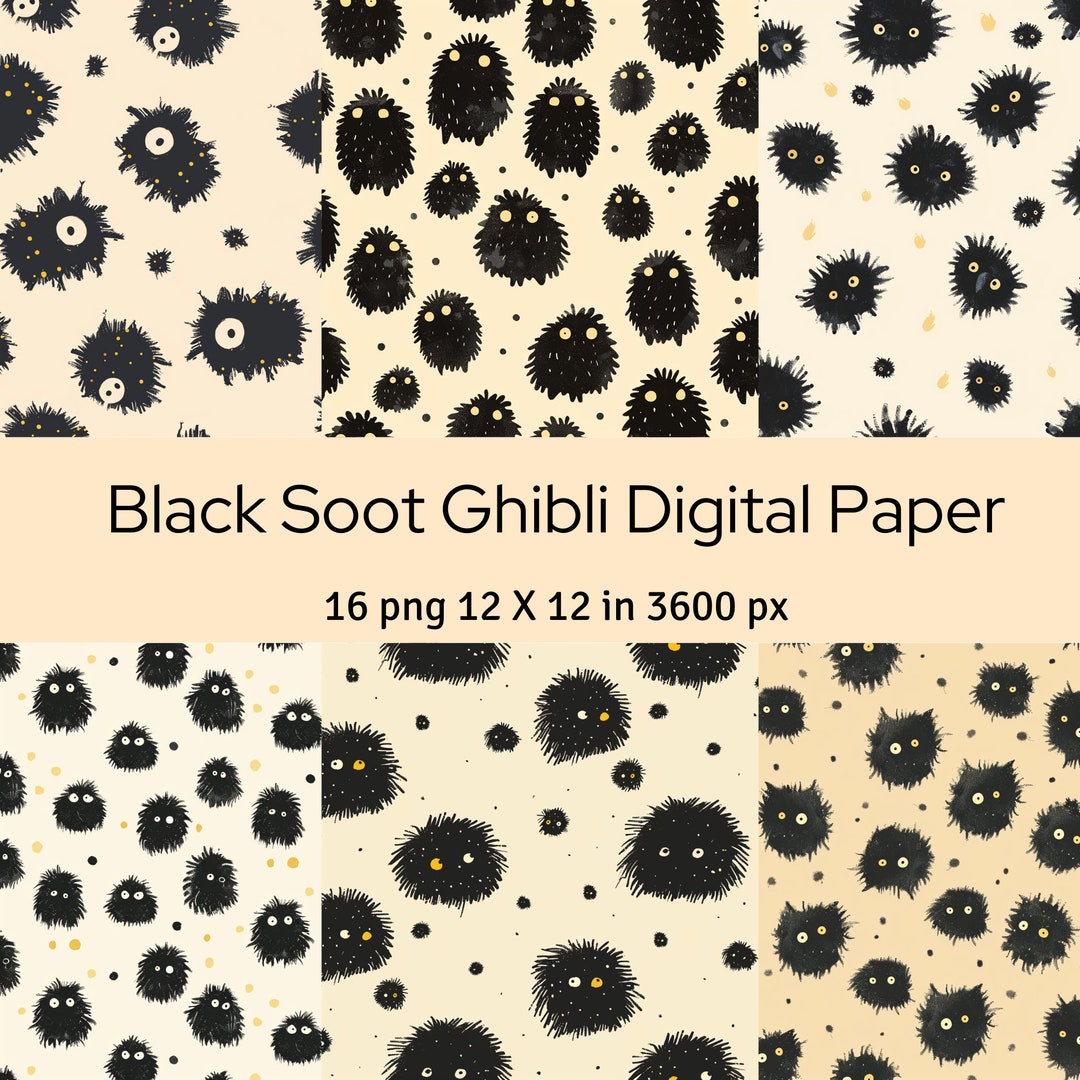 Spirited Away Soot Sprites Digital Paper: Anime Scrapbooking (digital ...