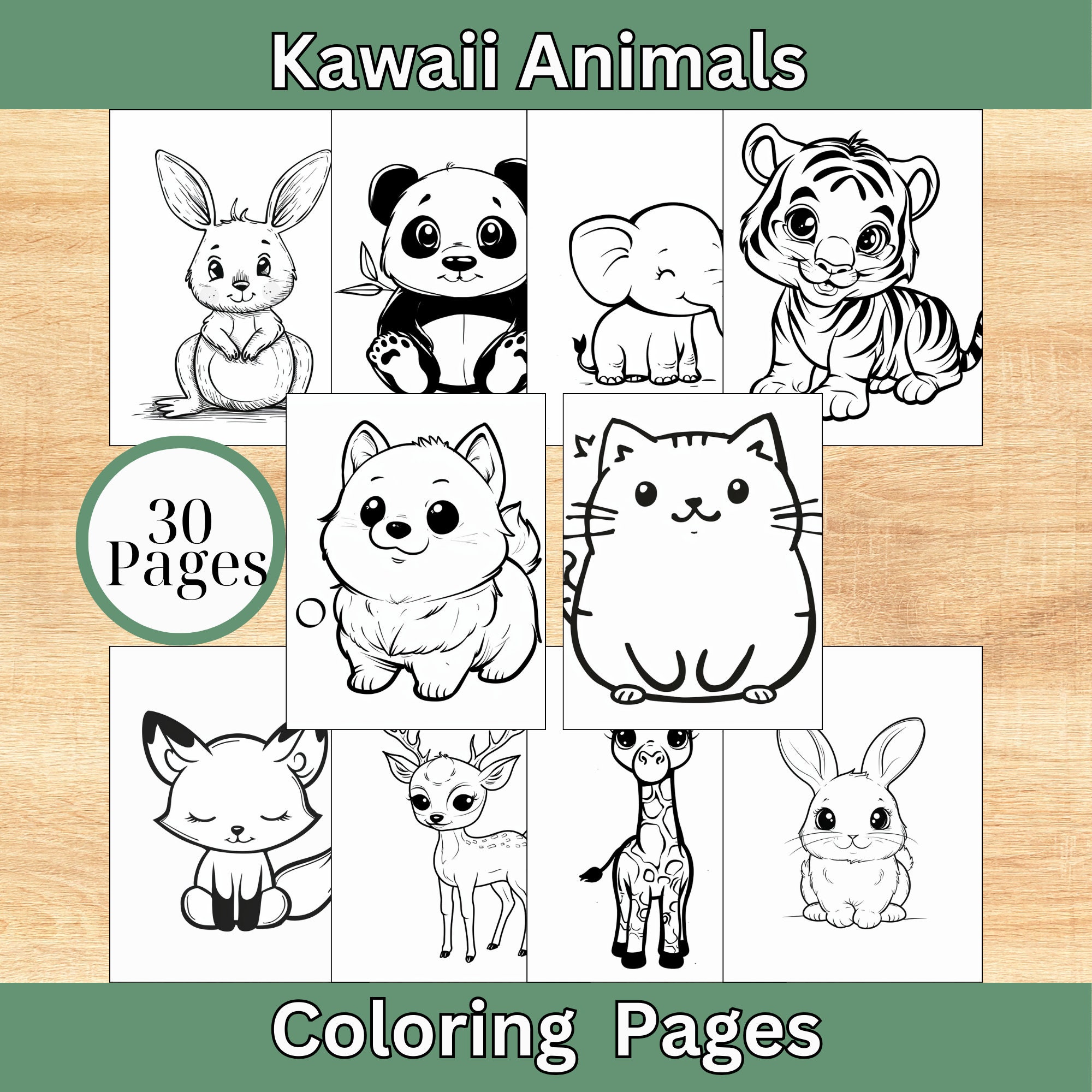 Printable Kawaii Animals Coloring Pages, 30 Printable Cute Animals ...