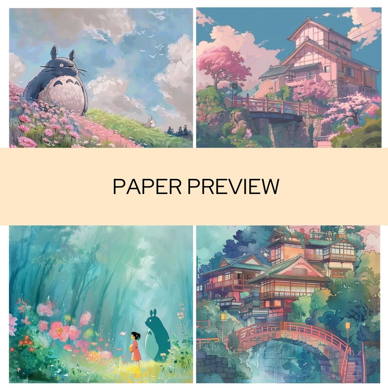 Studio Ghibli Inspired Digital Paper, Anime Digital Paper, Ghibli ...