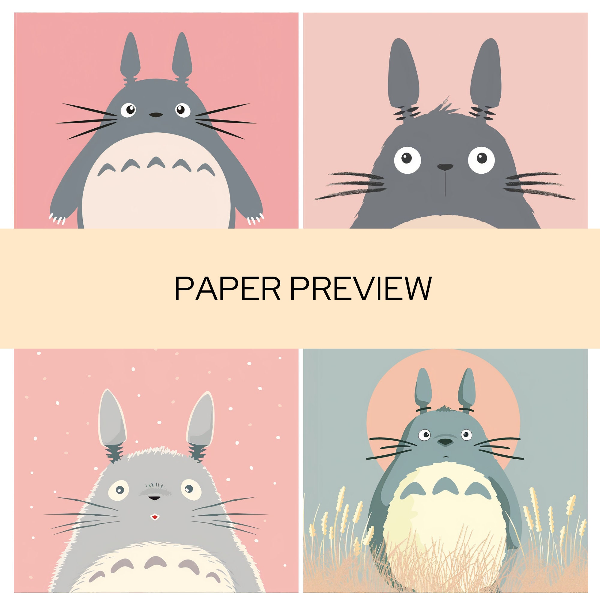 Totoro Digital Paper, Anime Clipart, Anime Digital Paper, 16 Png ...