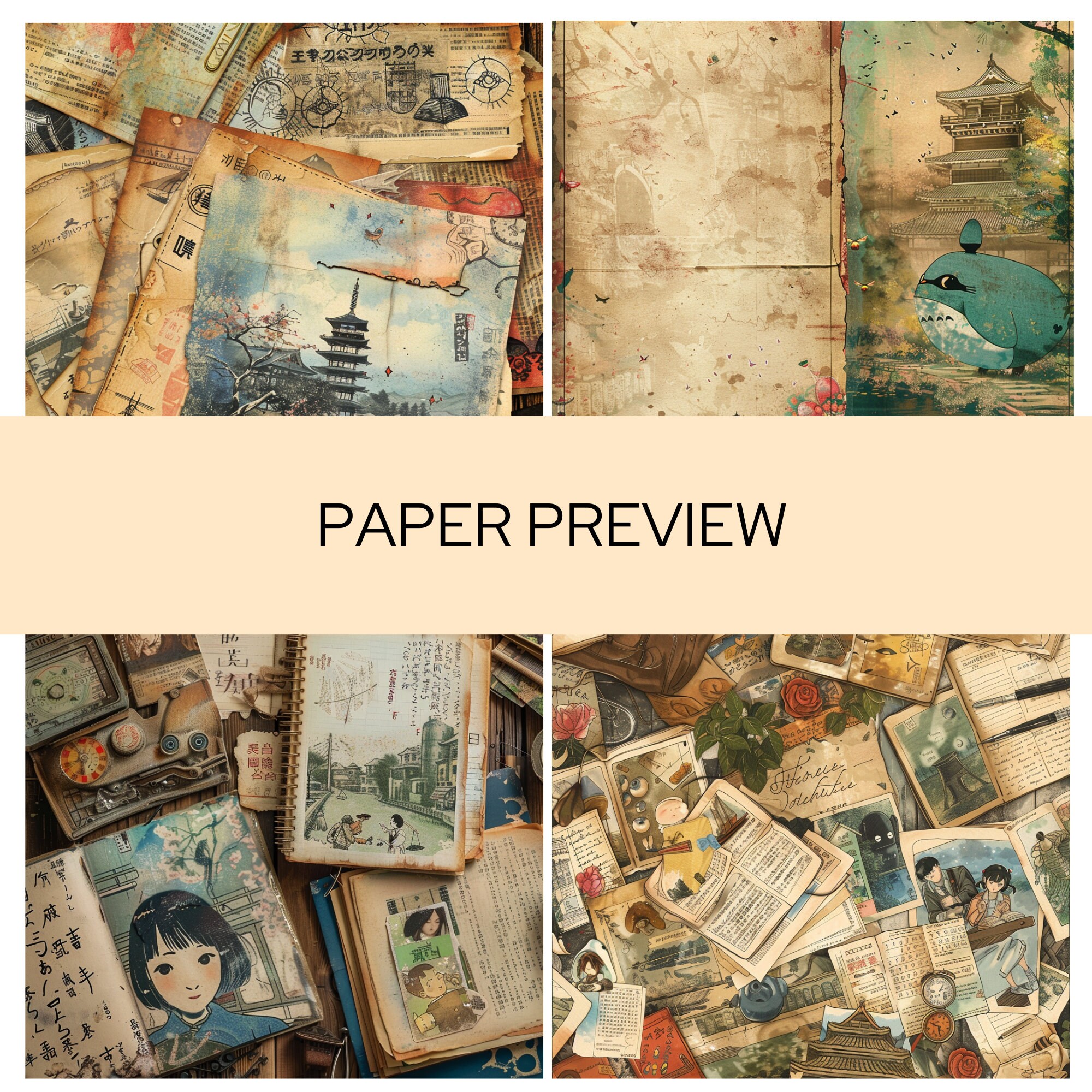 Studio Ghibli Junk Journal Digital Paper, Anime Lover Ghibli Junk ...