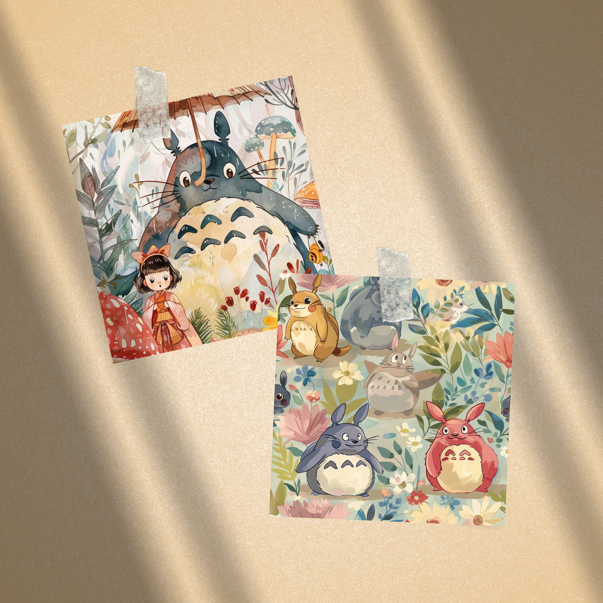 Pastel Soft Studio Ghibli Digital Paper, Pastel Anime Scrapbook Paper ...