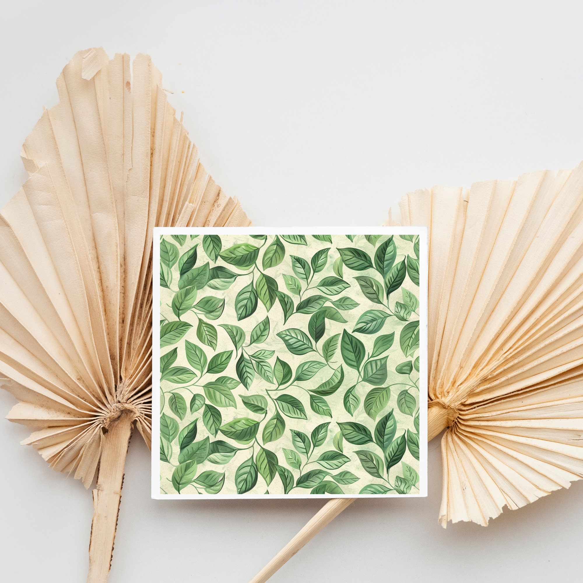 Green Leaves Digital Paper, Foliage Scrapbooking Stationary Paper ...