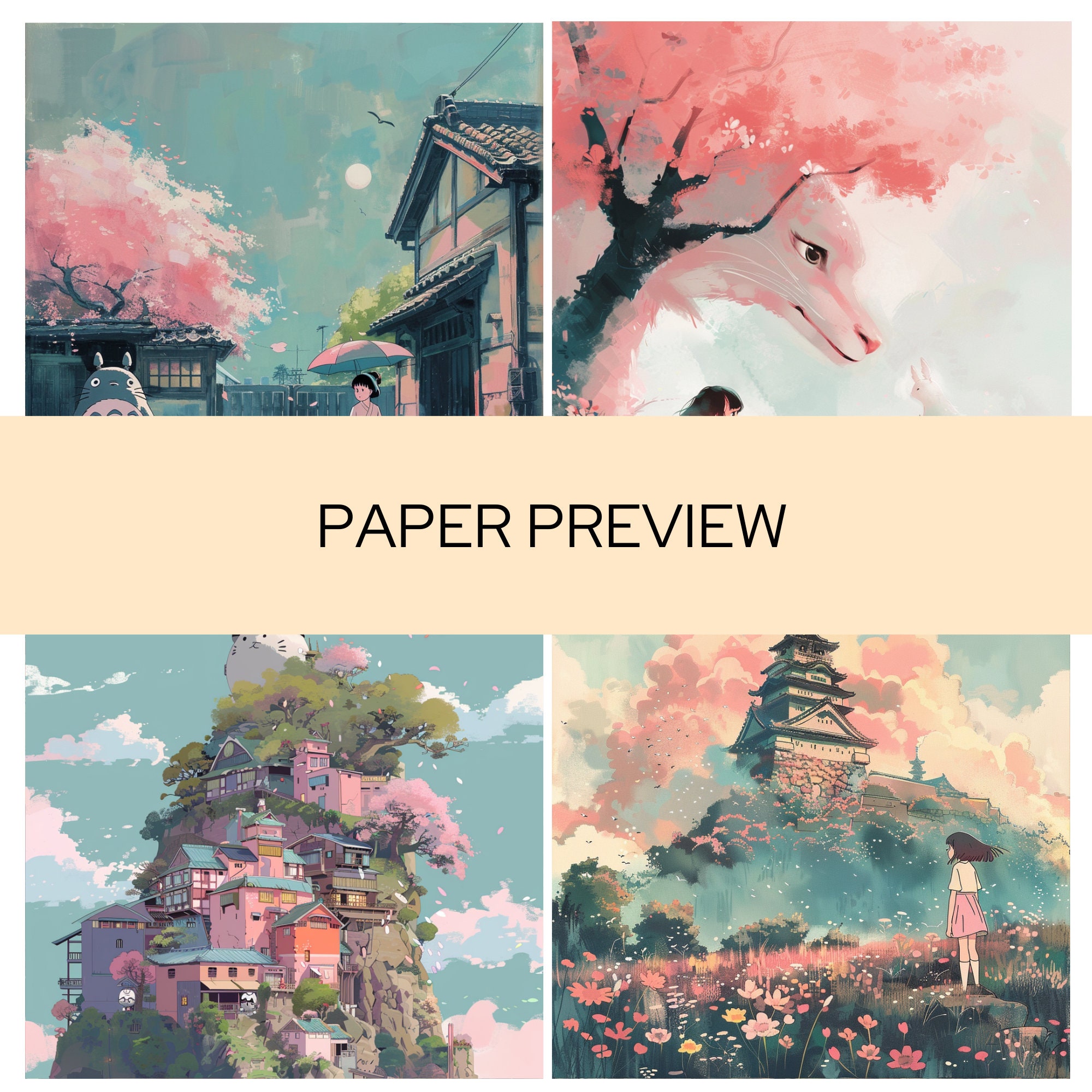 Studio Ghibli Inspired Digital Paper, Anime Digital Paper, Ghibli ...