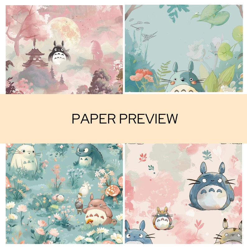 Pastel Soft Studio Ghibli Digital Paper, Pastel Anime Scrapbook Paper ...
