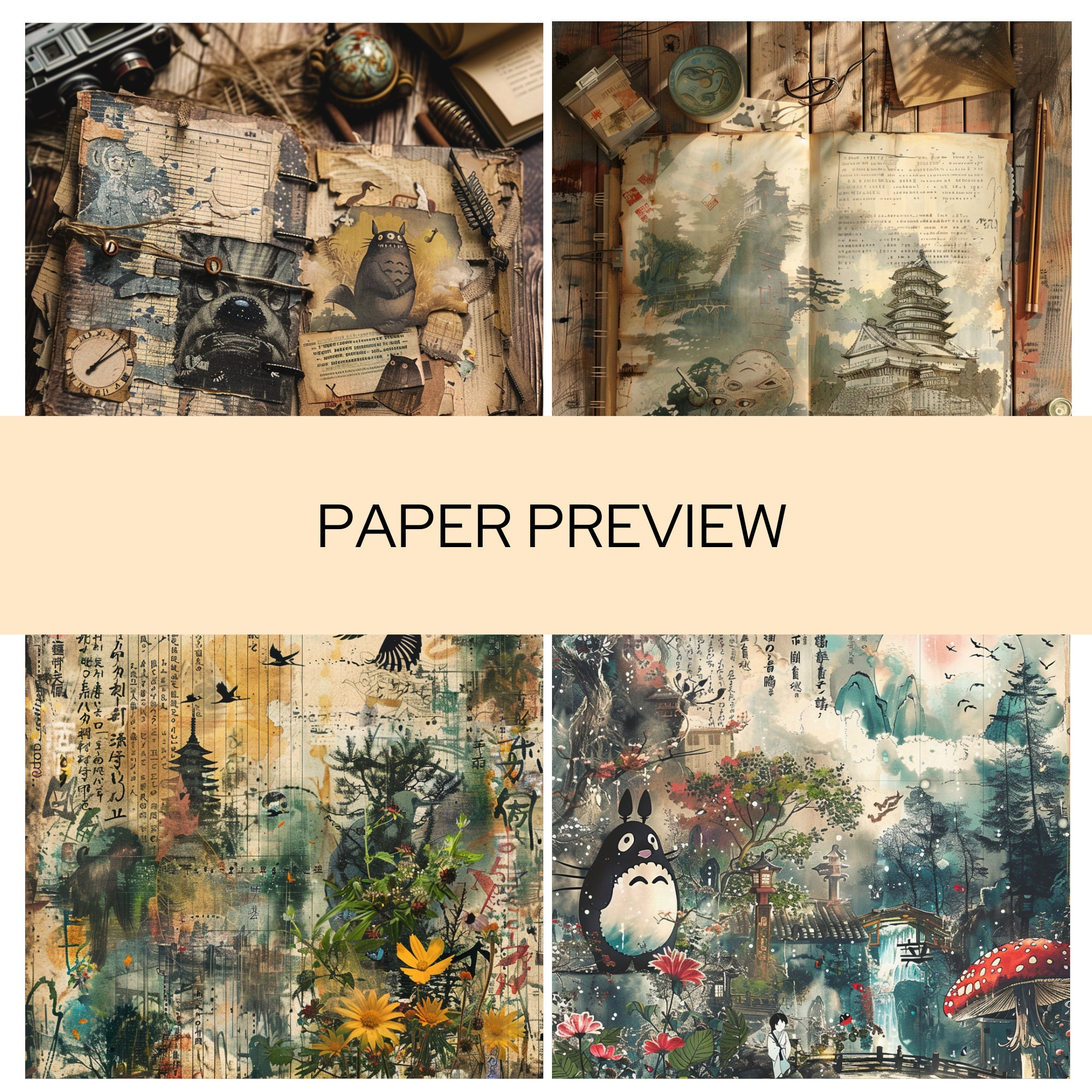 Studio Ghibli Junk Journal Digital Paper, Anime Lover Ghibli Junk ...