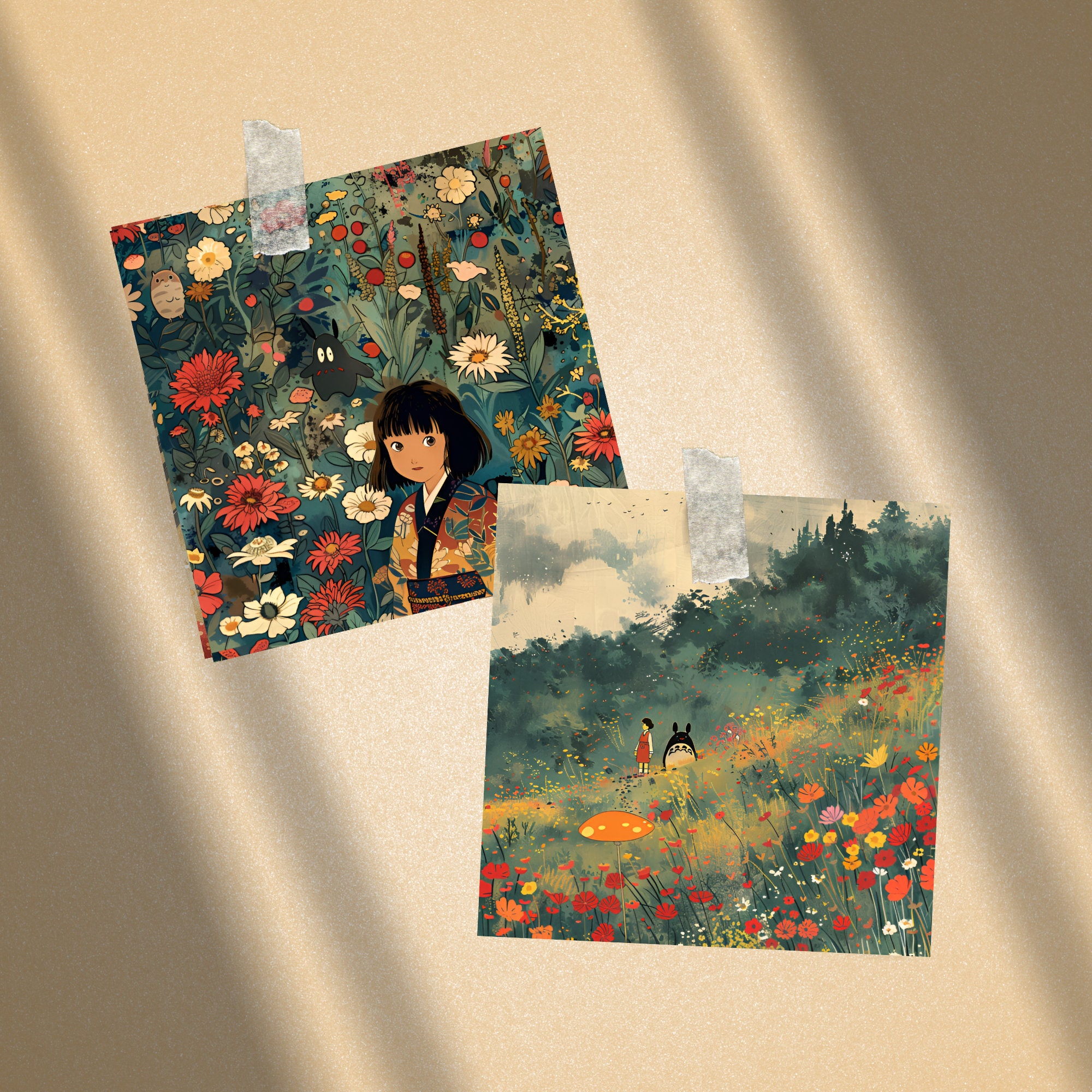 Ghibli Inspired Digital Paper, Digital Paper Art, Ghibli Paper ...