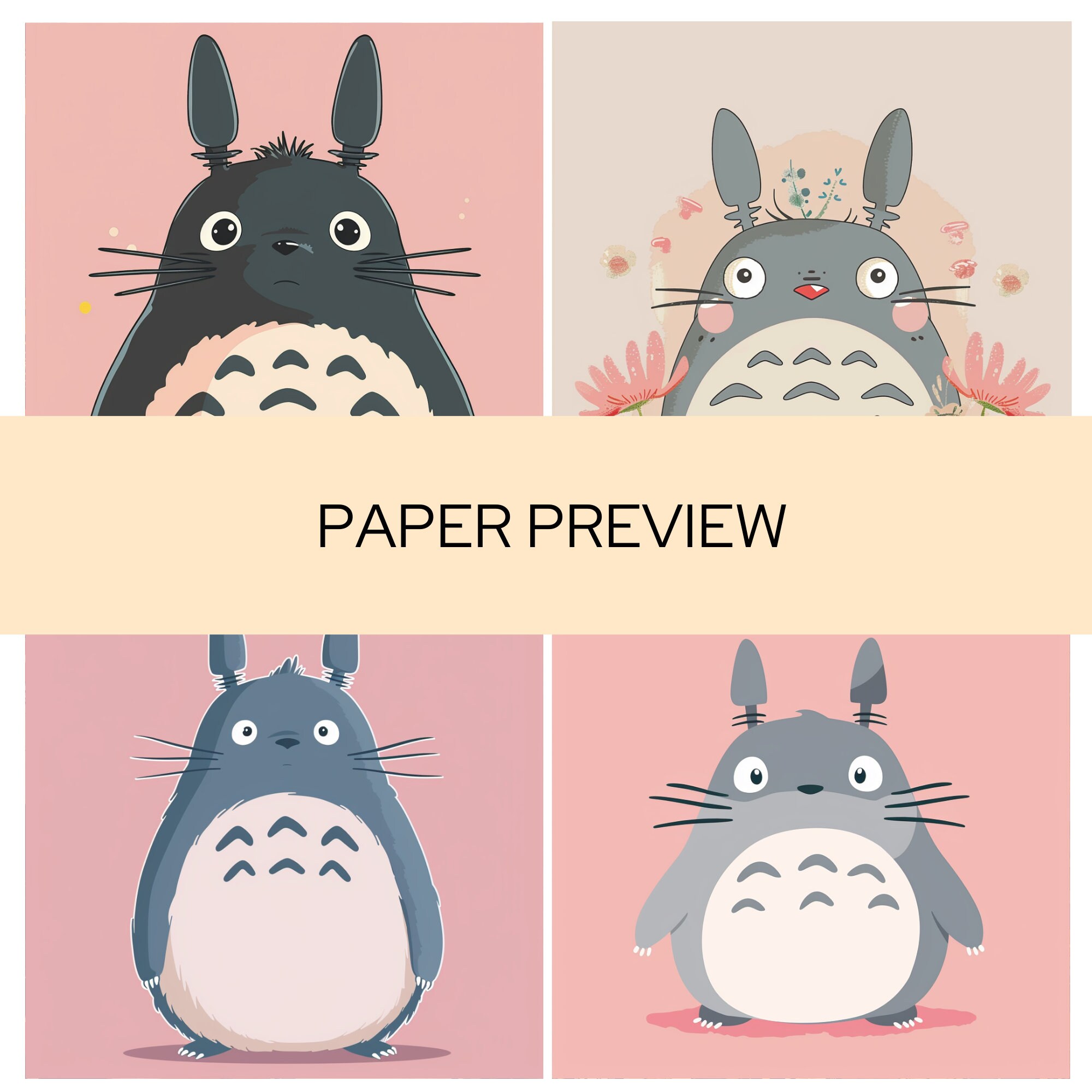 Totoro Digital Paper, Anime Clipart, Anime Digital Paper, 16 Png ...