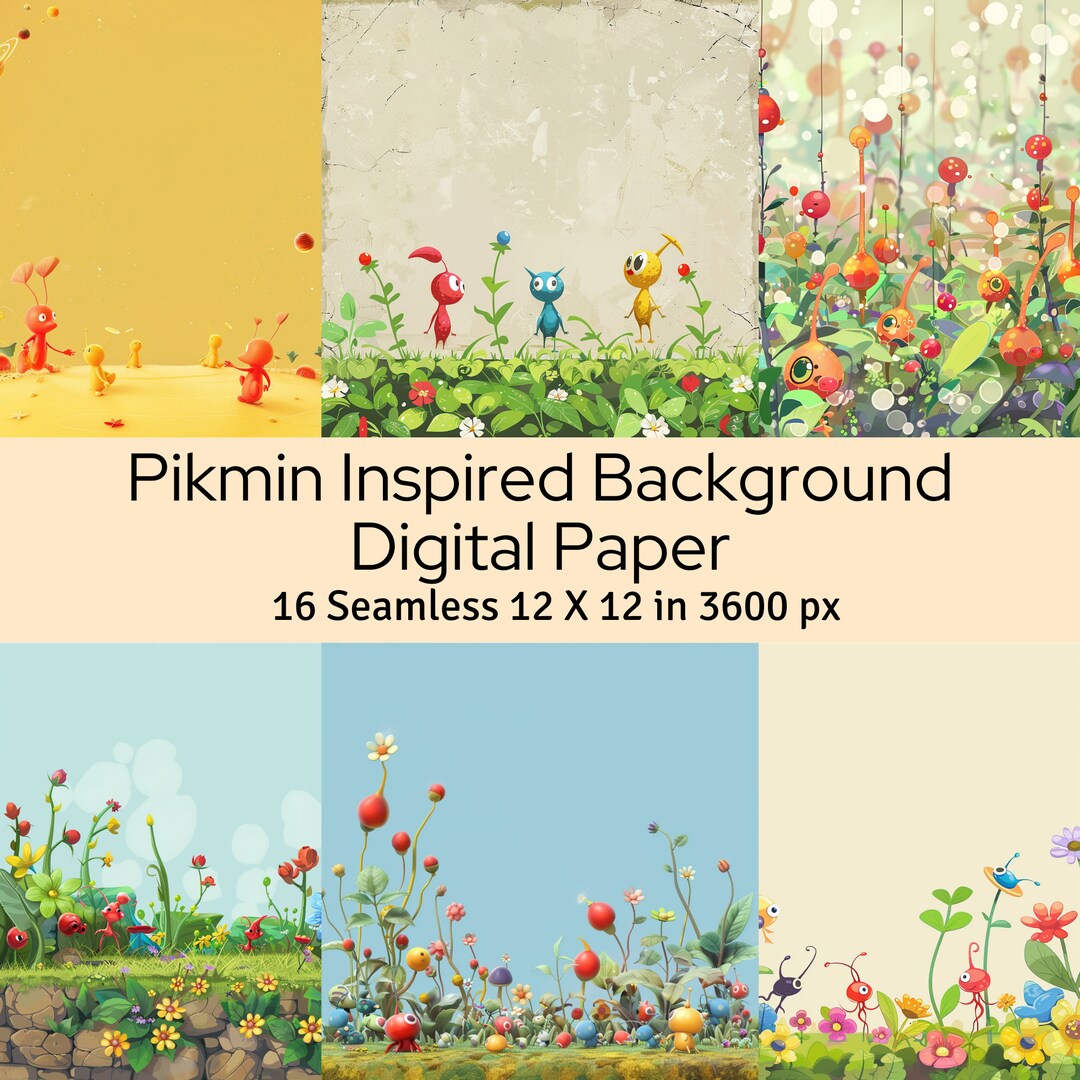 Pikmin Inspired Background Digital Paper, Pikmin Decor Poster ...
