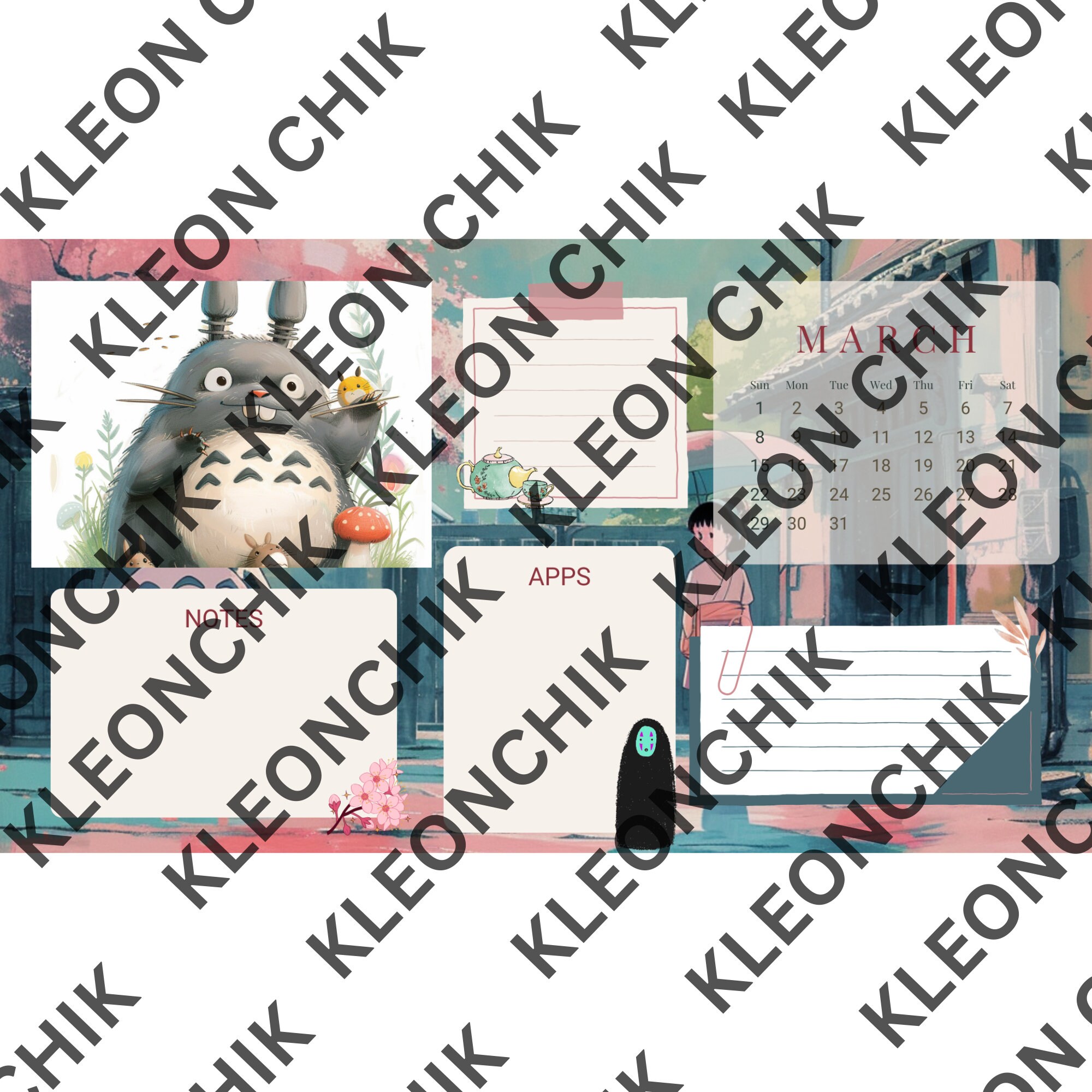 Buy Ghibli Inspired Desktop Wallpaper Organizer, Pastel Wallpaper Anime ...