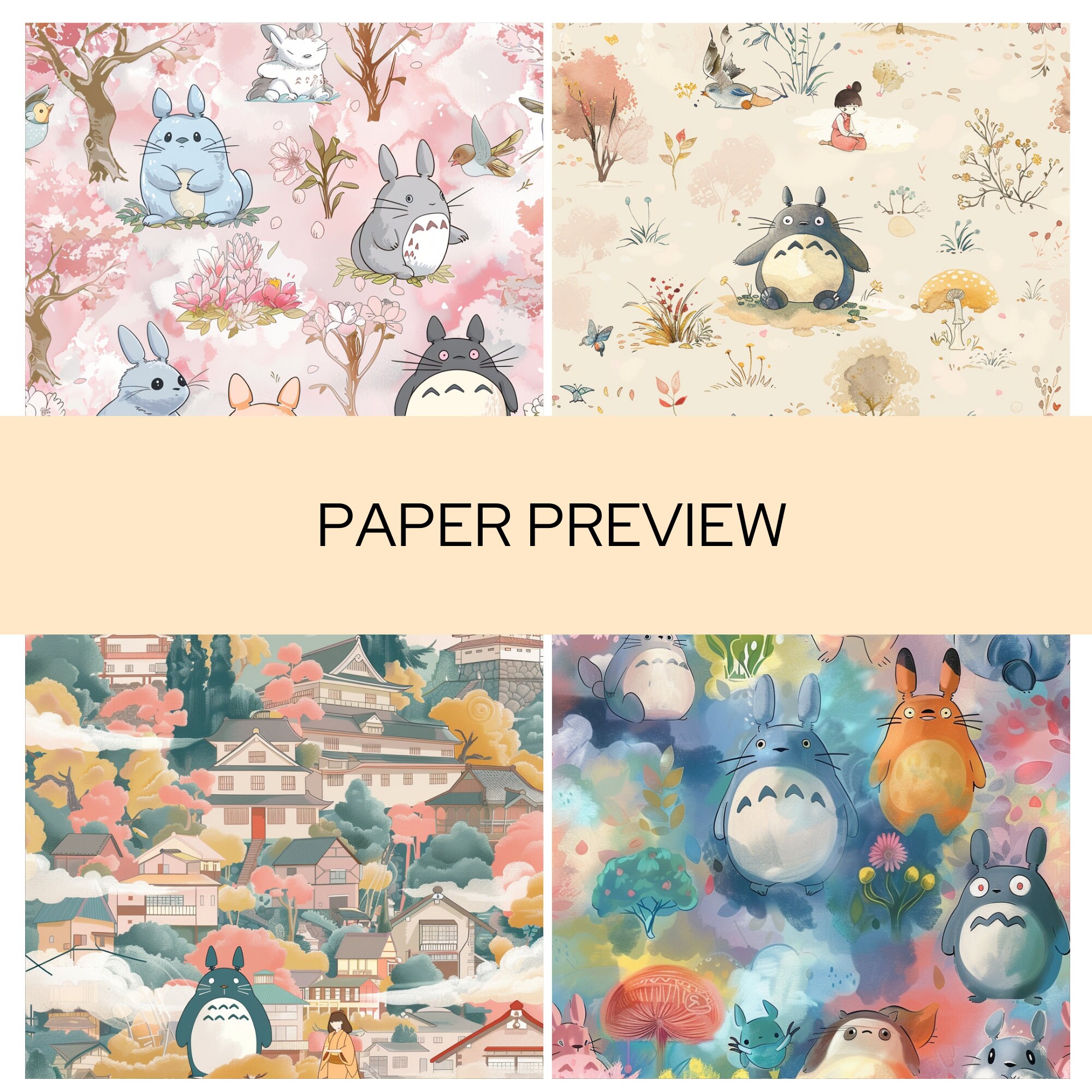 Pastel Soft Studio Ghibli Digital Paper, Pastel Anime Scrapbook Paper ...