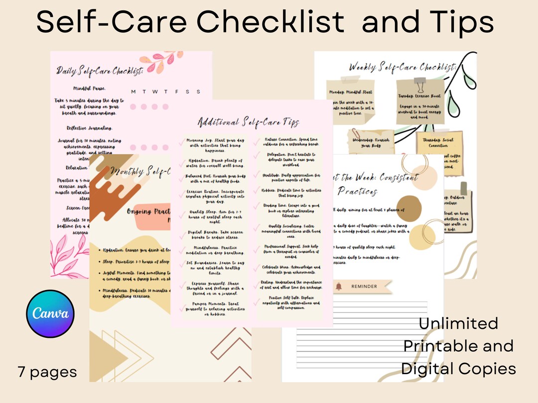 Self-care Checklist, Self Care Checklist Printables, Western Self Care ...