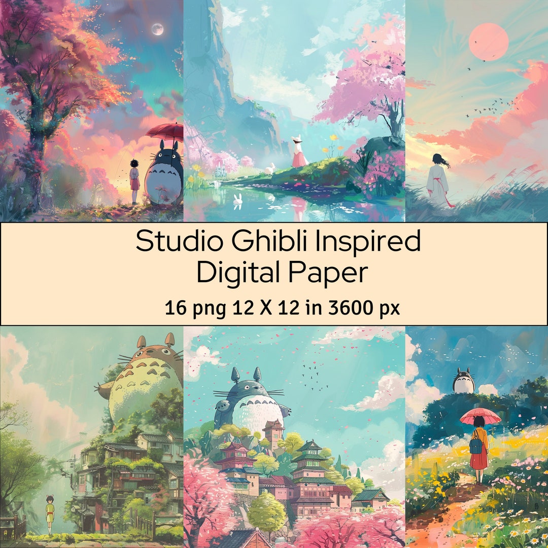 Ghibli Inspired Digital Paper, Anime Digital Paper, Ghibli Nature 16 ...