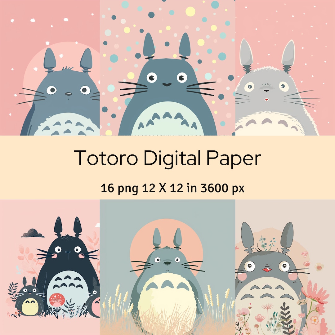 Totoro Digital Paper, Anime Clipart, Anime Digital Paper, 16 Png ...