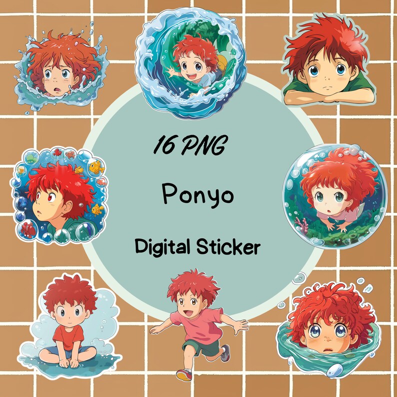 Ponyo Digital Sticker, PNG, Transparent Background, Anime Ghibli Ponyo ...