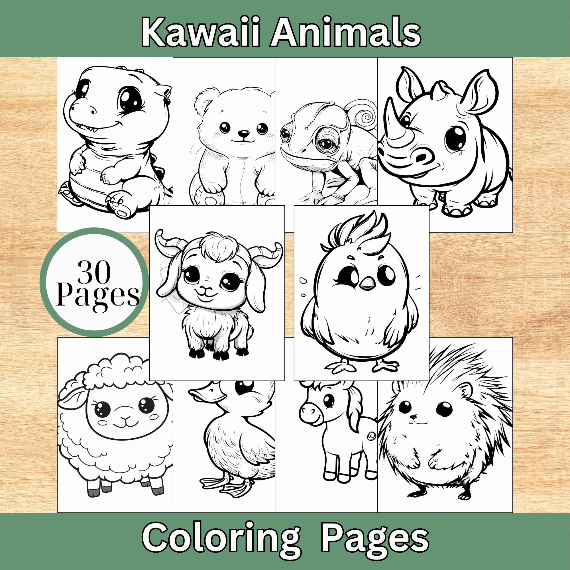Printable Kawaii Animals Coloring Pages, 30 Printable Cute Animals ...