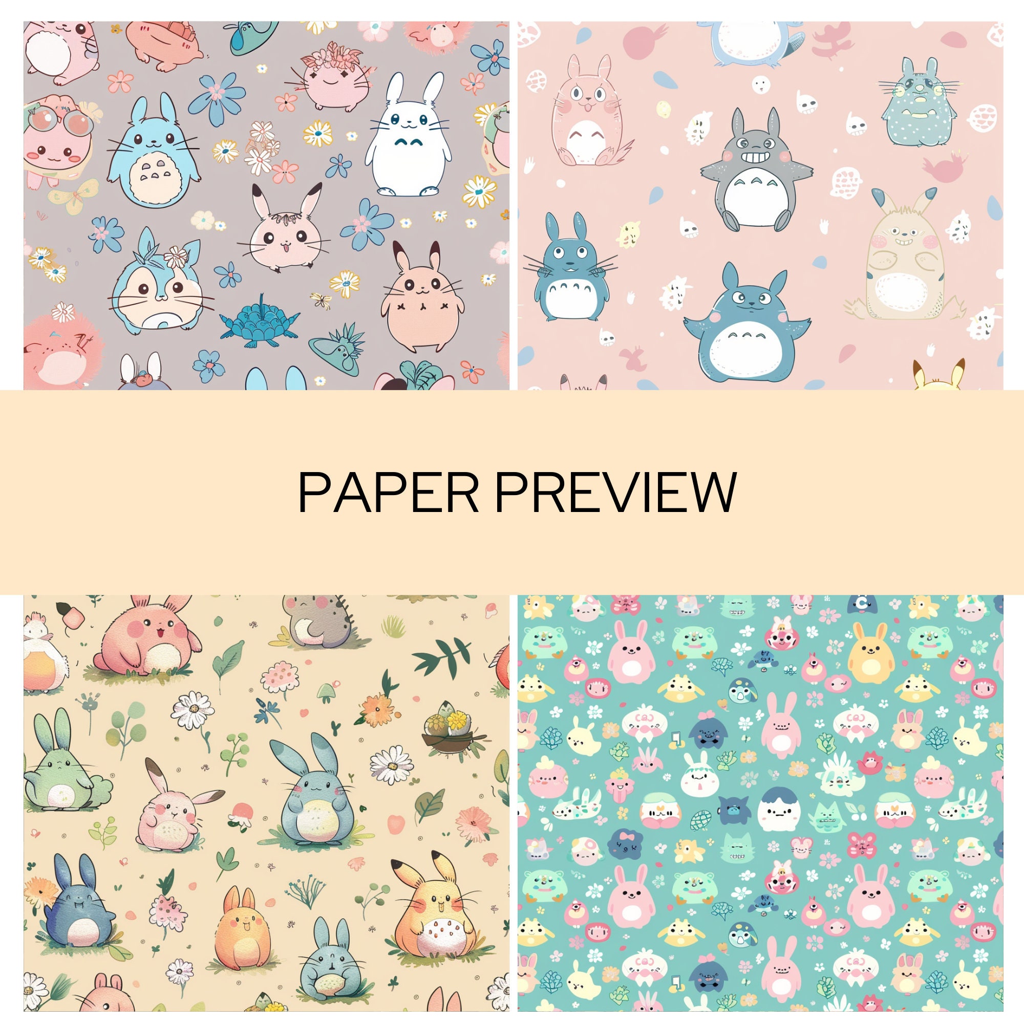 Ghibli Inspired Character Digital Paper, Studio Ghibli Anime Digital ...