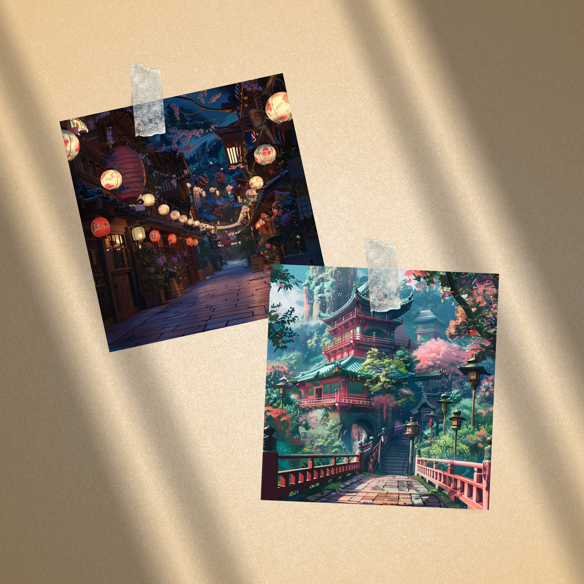 Ghibli Inspired Digital Paper: Anime Houses, Scrapbooking (digital ...
