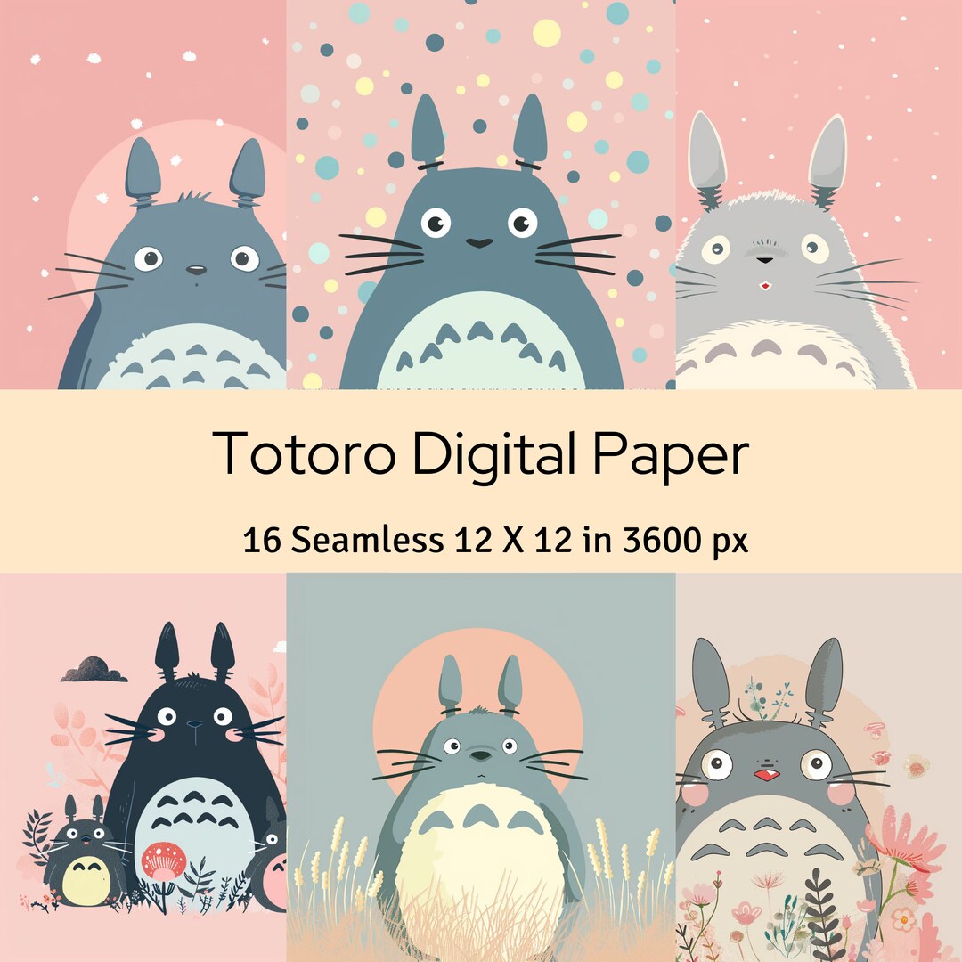Totoro Digital Paper, Anime Clipart, Anime Digital Paper, 16 Seamless ...