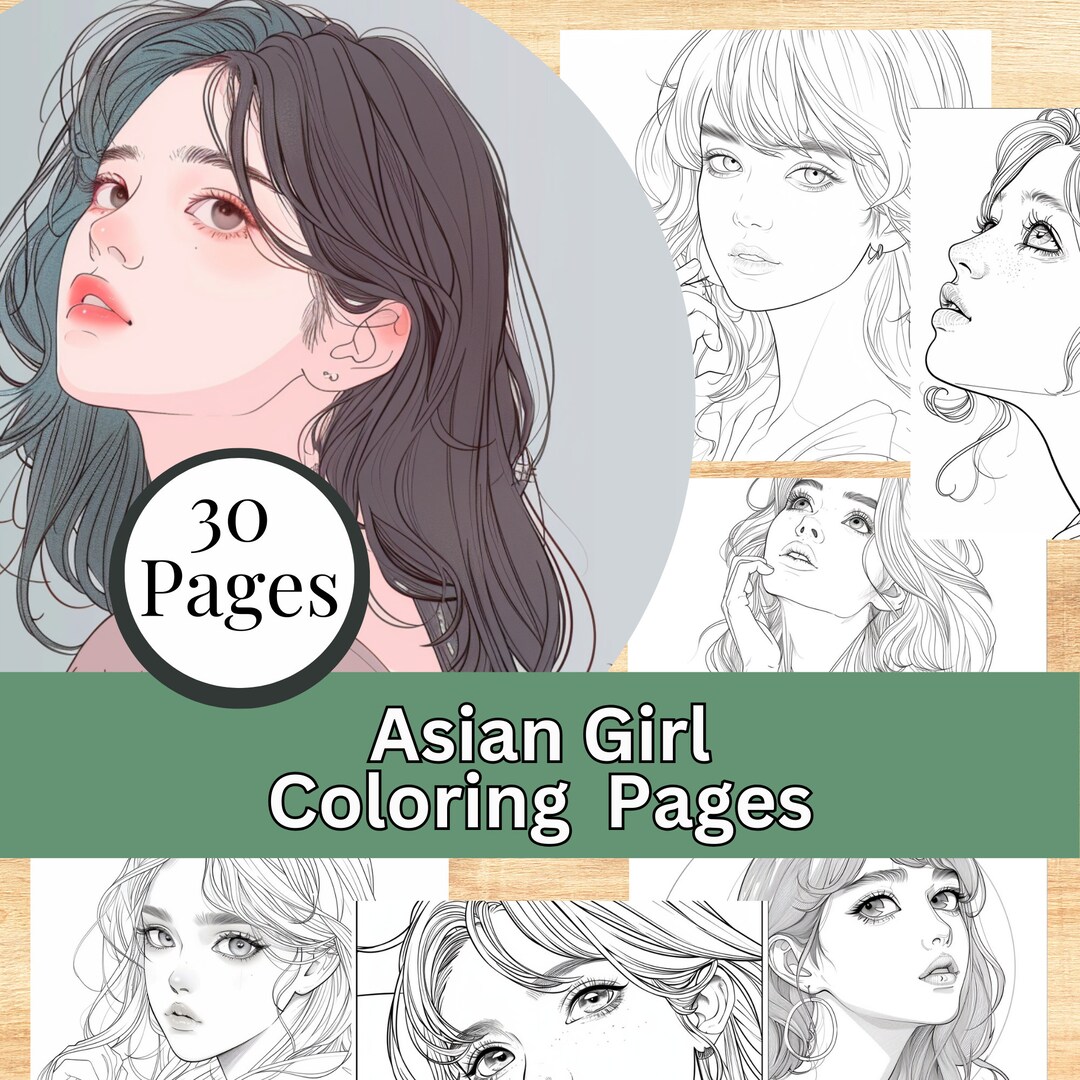 Asian Anime Coloring Pages Adult Coloring Book Printable Kawaii Anime ...