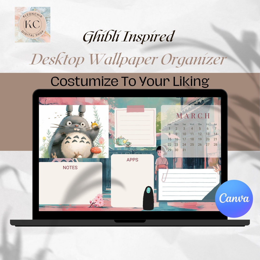 Buy Ghibli Inspired Desktop Wallpaper Organizer, Pastel Wallpaper Anime ...