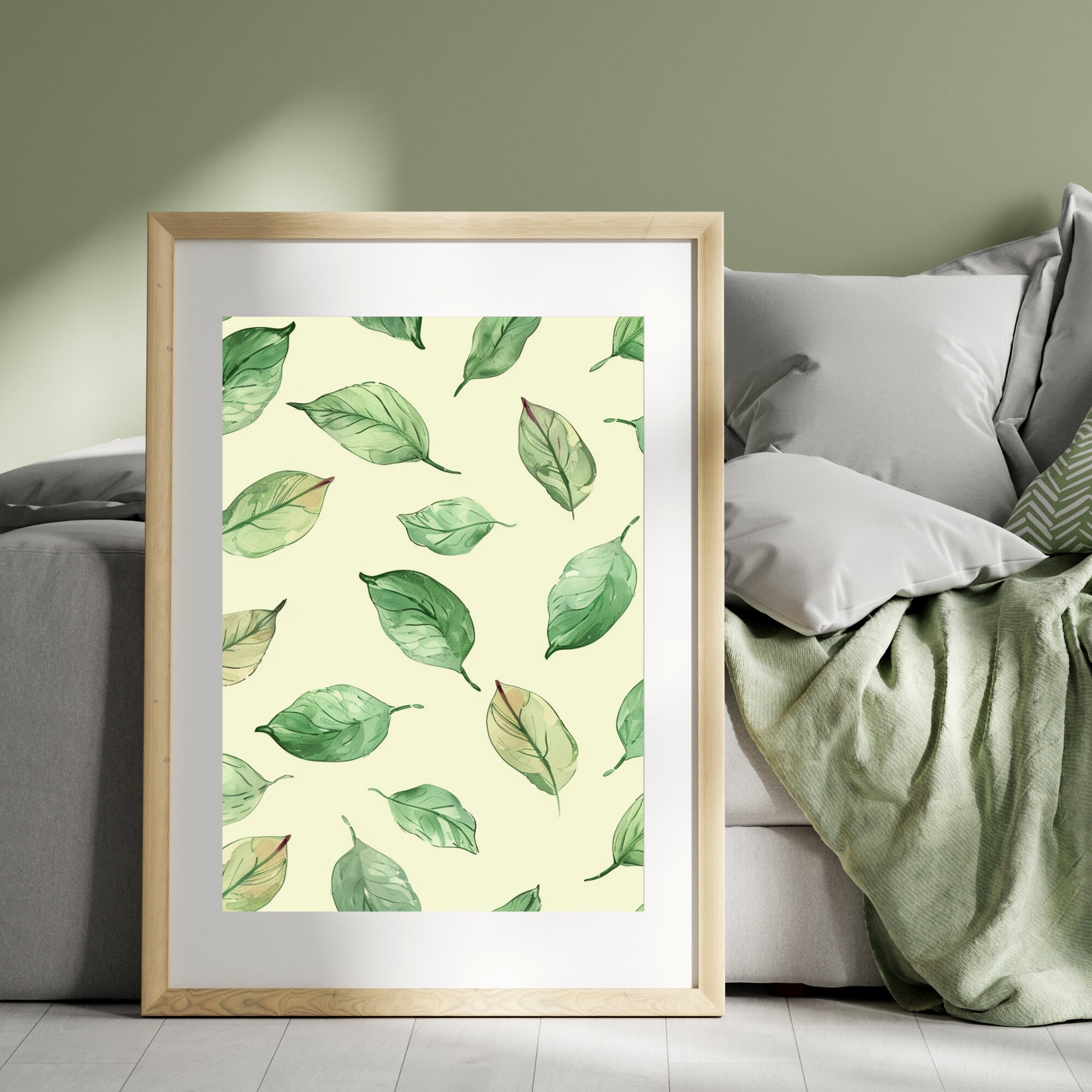 Green Leaves Digital Paper, Foliage Scrapbooking Stationary Paper ...