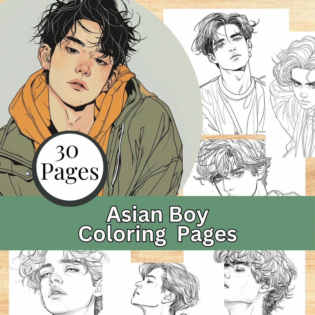 Anime Boy Coloring Book: Kawaii Asian Man Activity Pages (PDF) - Etsy