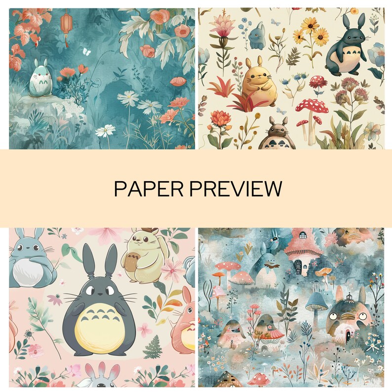 Pastel Soft Studio Ghibli Digital Paper, Pastel Anime Scrapbook Paper ...