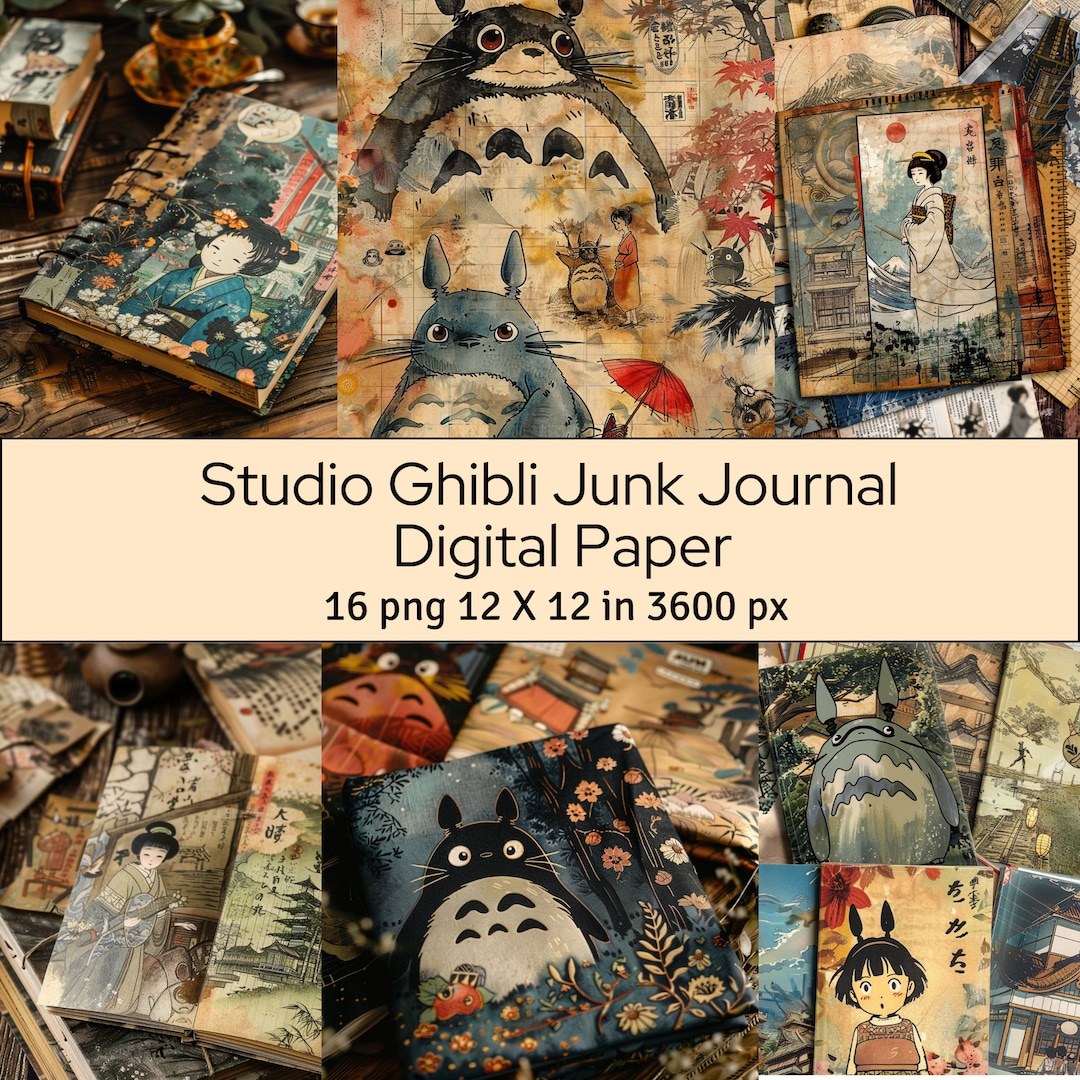Studio Ghibli Junk Journal Digital Paper, Anime Lover Ghibli Junk ...