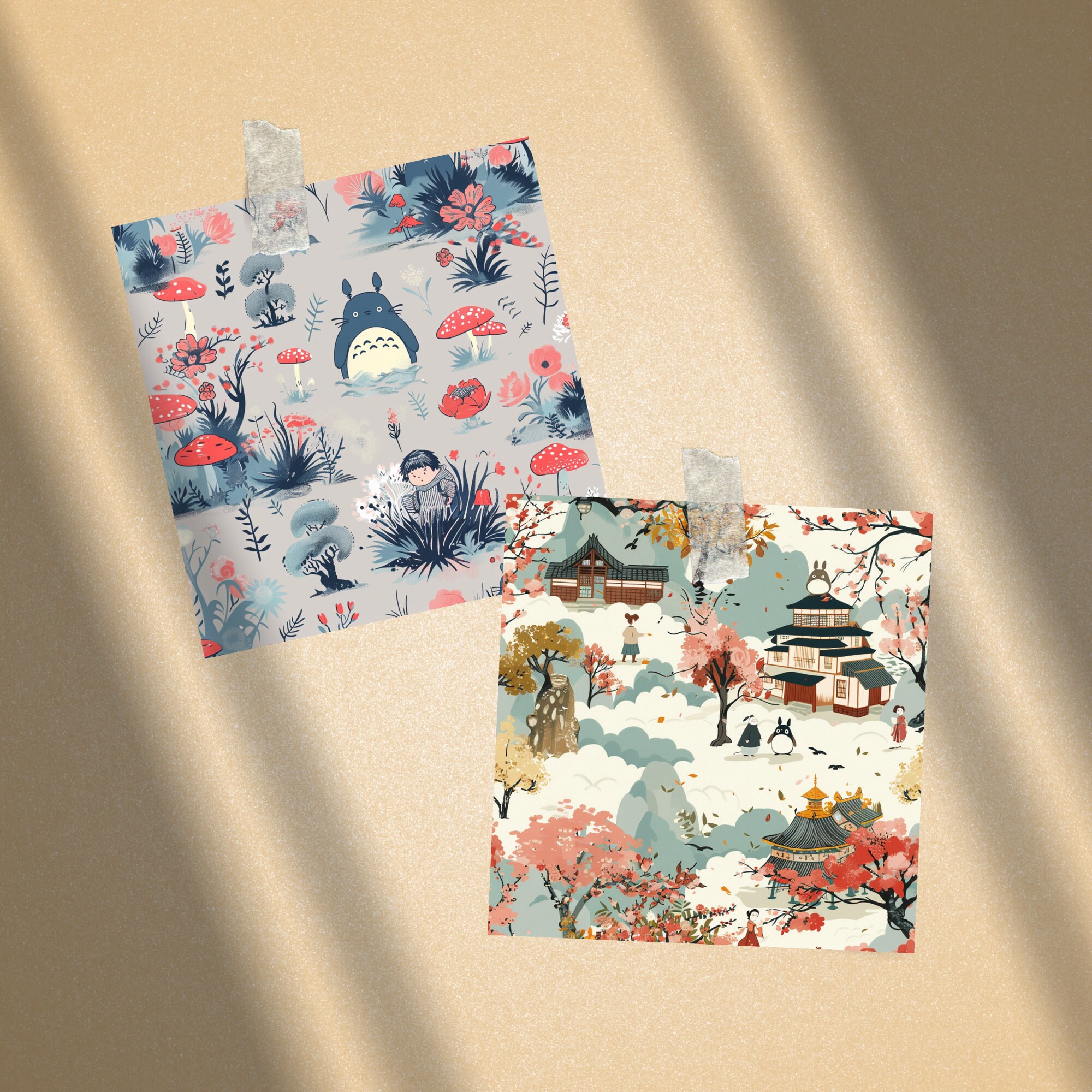 Pastel Studio Ghibli Art Design Digital Paper, Anime Ghibli Paper 16 12 ...