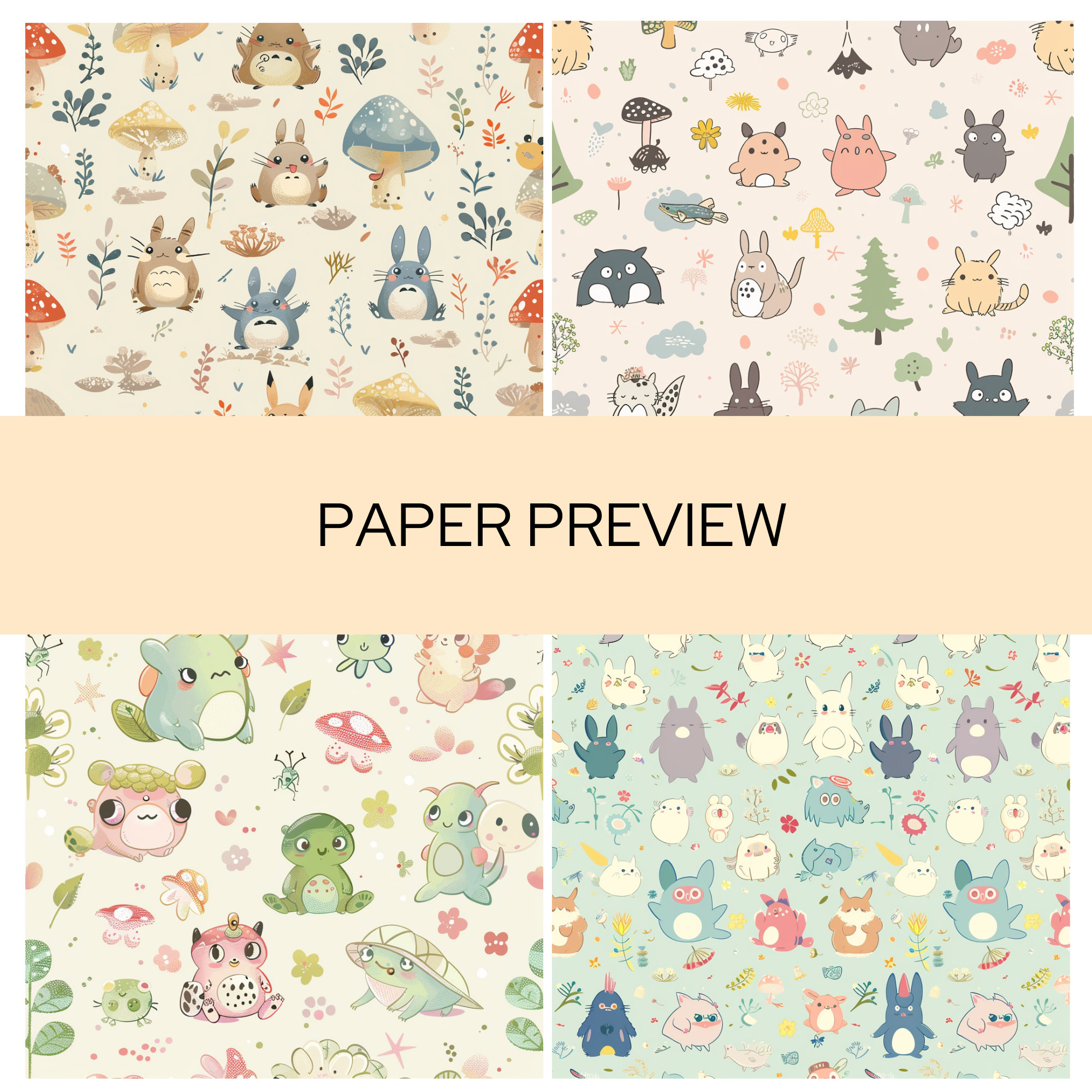 Ghibli Inspired Character Digital Paper, Studio Ghibli Anime Digital ...