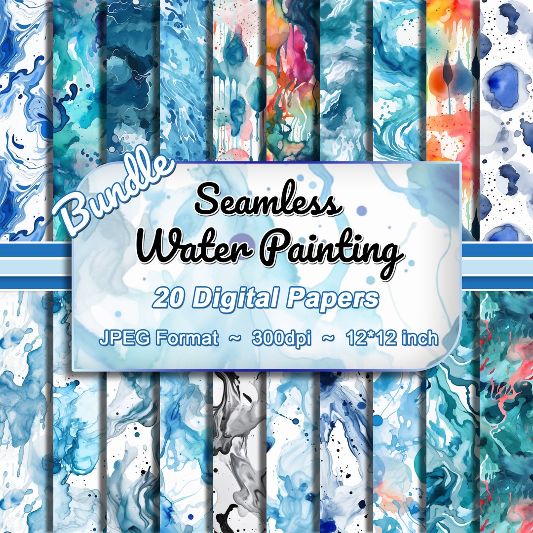 Water Painting Digital Paper, Seamless Painting Texture, Water Paint ...