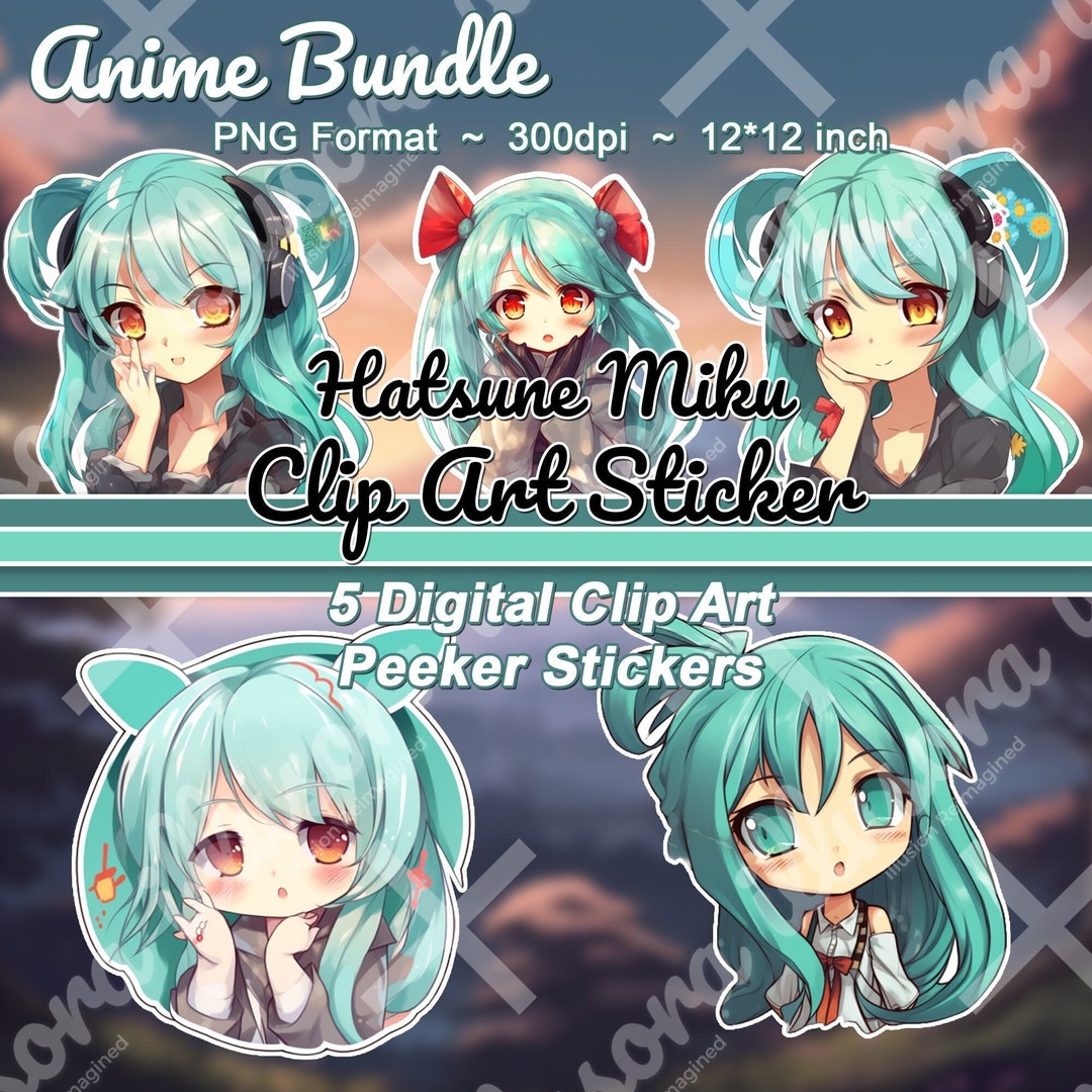 ANIME Clipart, Digital Sticker Pack, Planner Stickers, Hatsune Miku ...