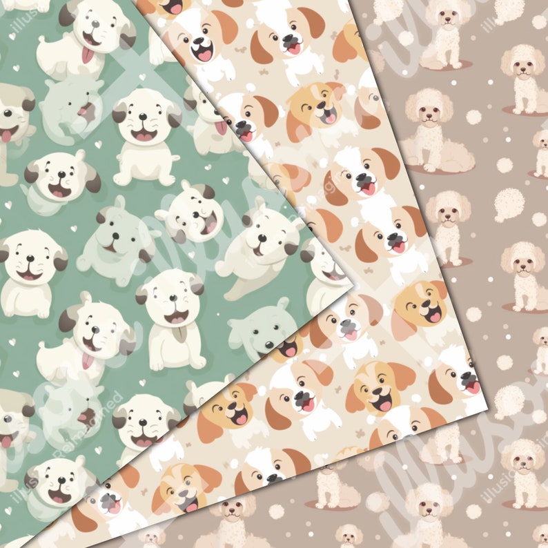 Puppies Digital Paper Puppies Seamless Pattern Dog Prints - Etsy