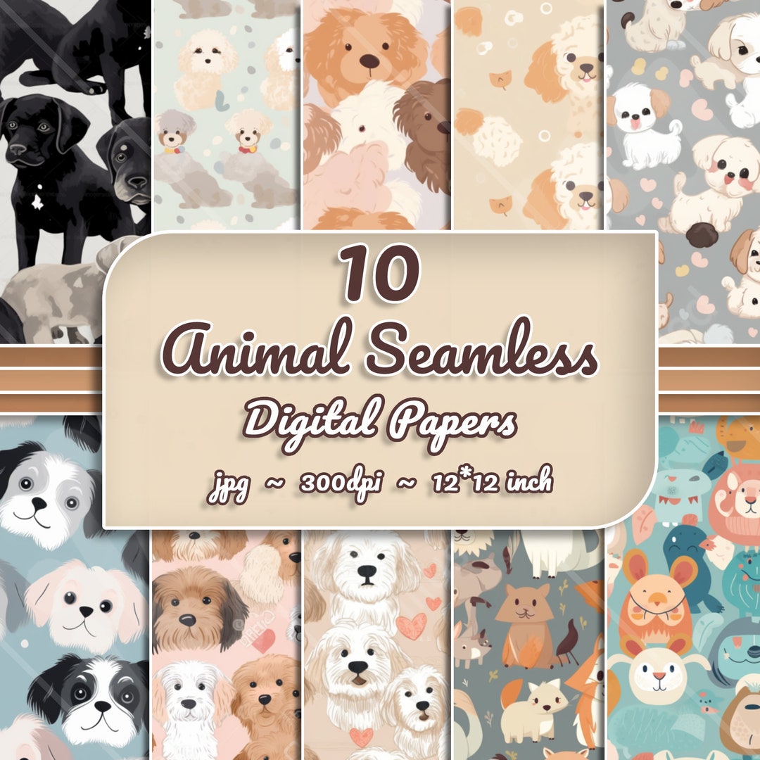 Animal Digital Paper, Pet Patterns, Dog Print, Seamless Patterns, DIY ...
