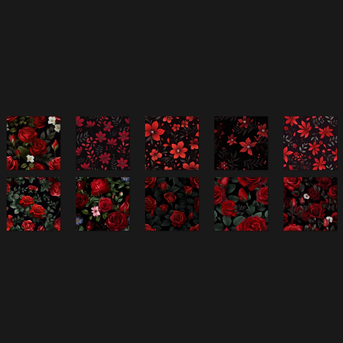 Seamless Flowers Red Digital Paper, Red Flowers, Floral Digital Paper ...